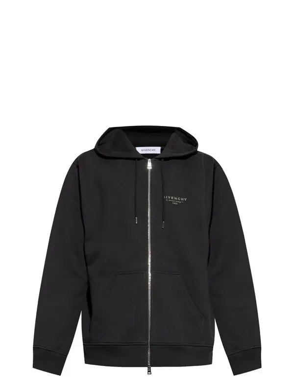 Givenchy Paris Logo Cotton Hoodie - Black