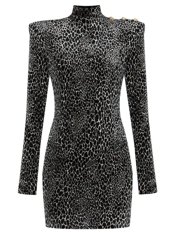 Balmain Animal Print Mini Dress - Grey