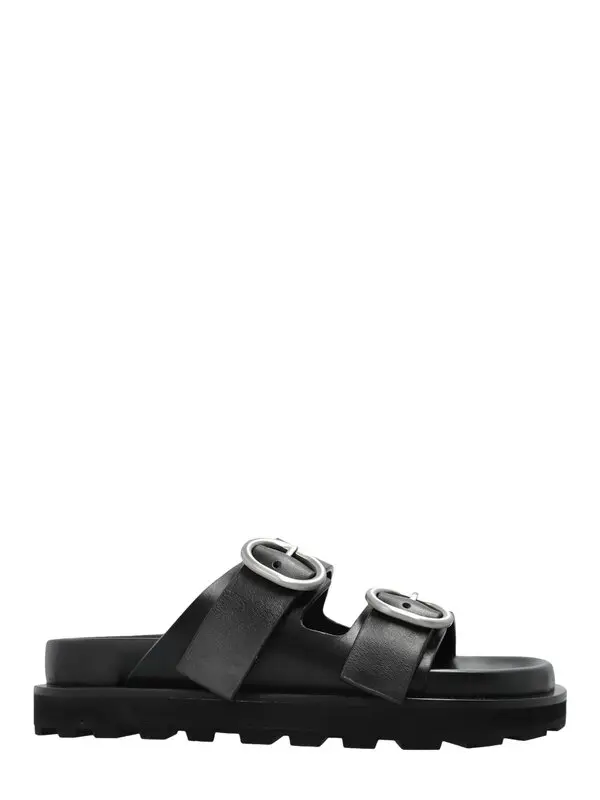 JIL SANDER Leather Slides - Black