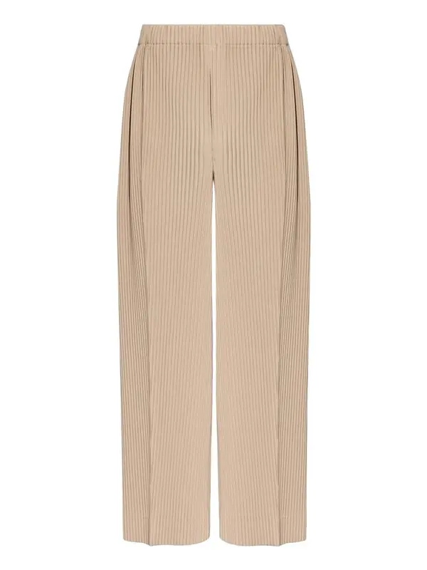 Issey Miyake Pleated Wide-leg Trousers - Beige