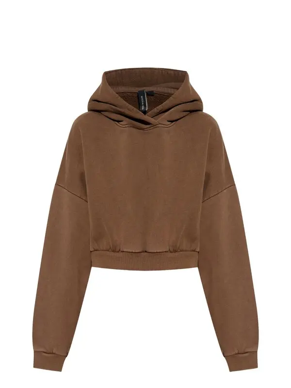 ENTIRE STUDIOS Cropped Knit Hoodie - Brown