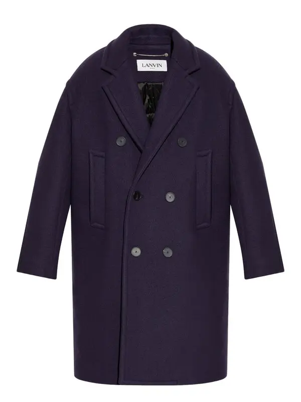 LANVIN Wool Double-breasted Overcoat - Purple