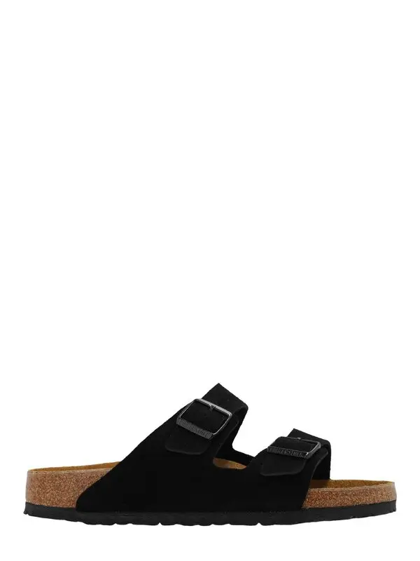 BIRKENSTOCK Suede Slides With Anatomically Shaped Footbed - Black