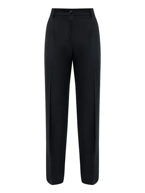 Dolce & Gabbana Wide-leg Wool Trousers - Black