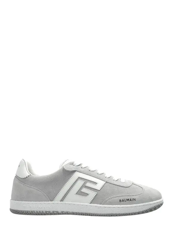 Balmain Swan Leather-accent Sneakers - Grey