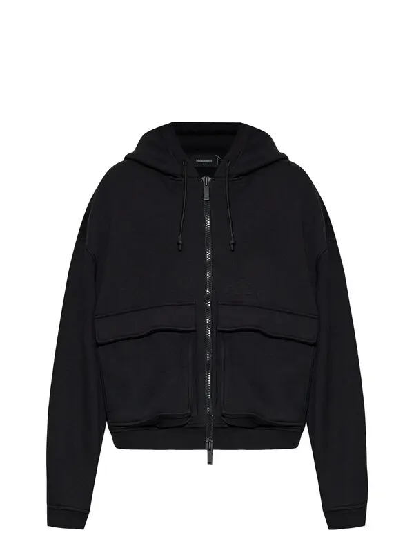 Dsquared2 Cropped Zip Up Hoodie - Black
