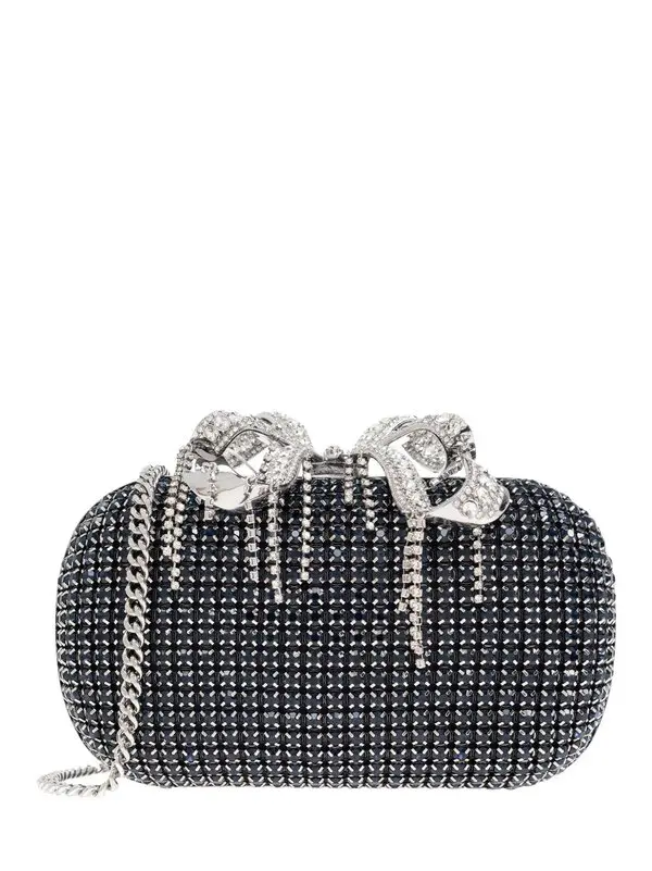 SELF-PORTRAIT Crystal-embellished Clutch - Navy Blue
