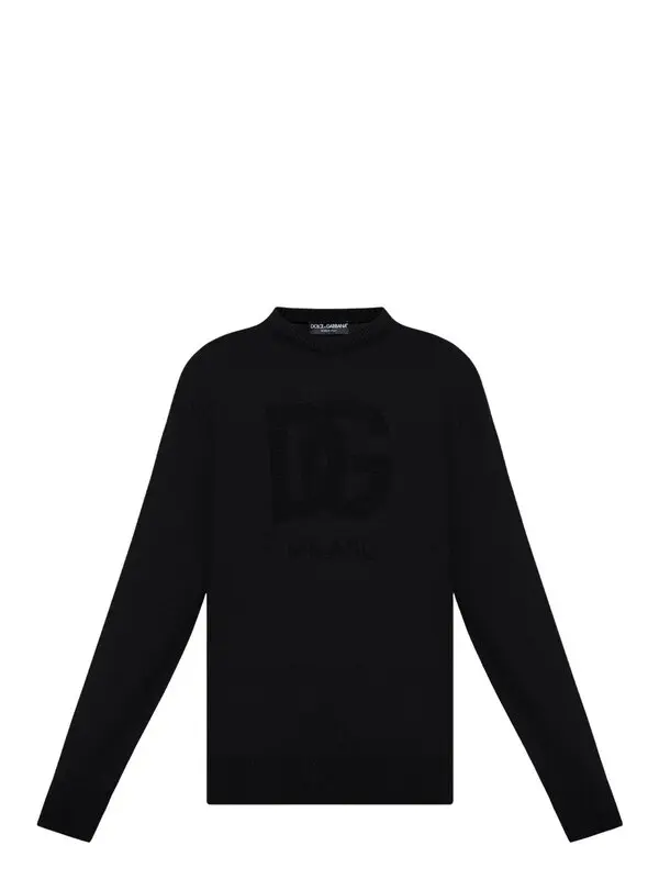 Dolce & Gabbana Wool Sweater With Logo - Black