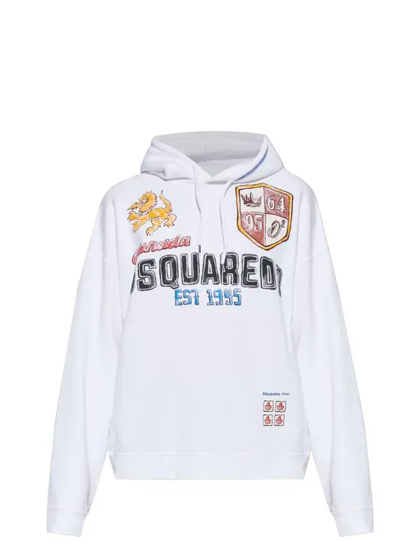 Dsquared2 Cotton Hoodie With Artistic Embellishments - White