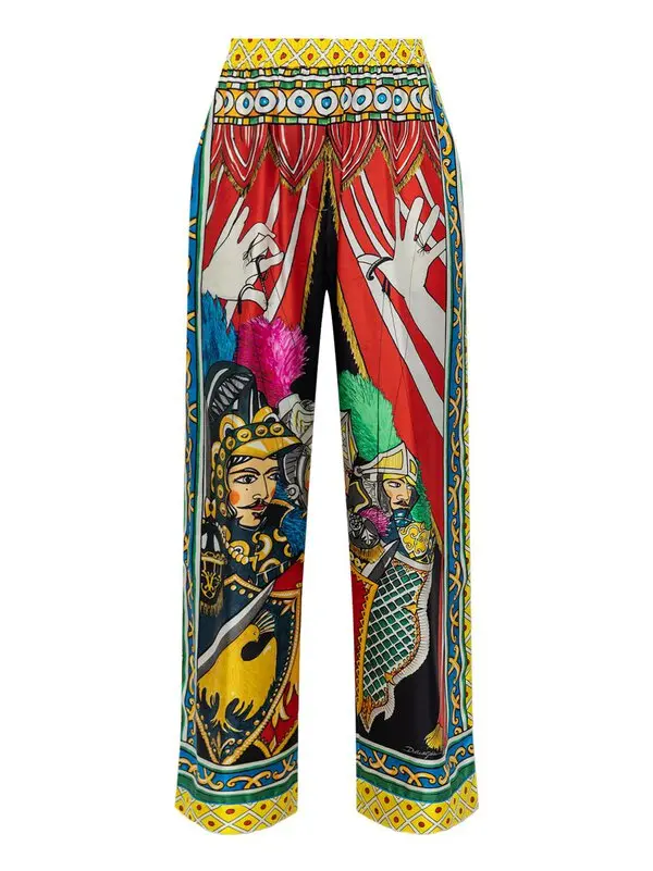 Dolce & Gabbana Carretto Print Silk Trousers - Multicolour