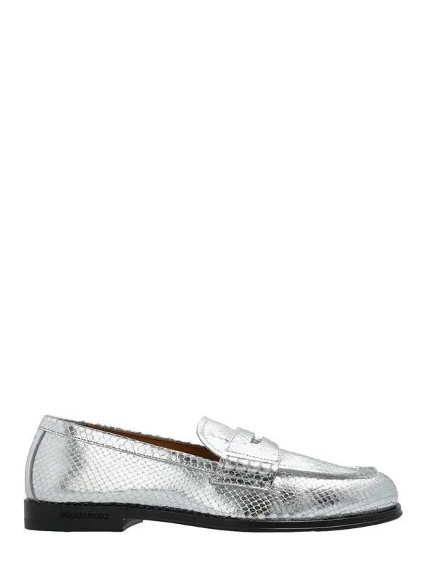 Dsquared2 Embossed Leather Loafers - Silver