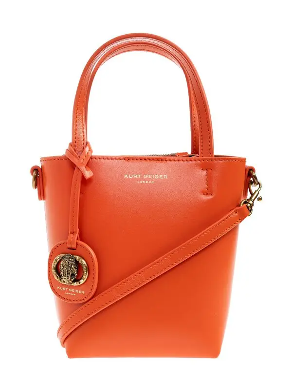 Kurt Geiger Rectangular Leather Handbag With Gold Logo - Orange