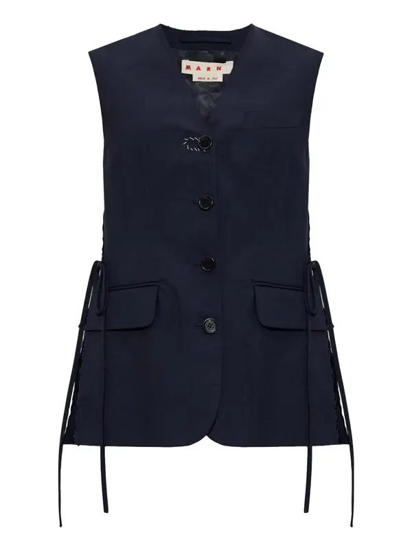 Marni Vintage-effect Vest - Navy Blue