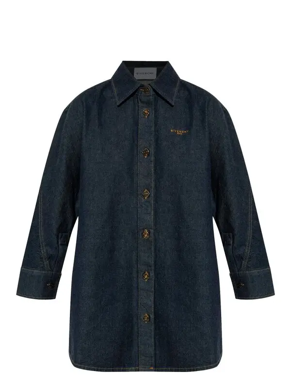 Givenchy Oversized Denim Shirt - Navy Blue