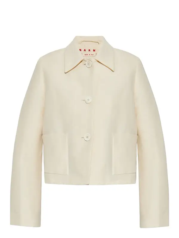 Marni Boxy Cropped Cotton Jacket - Cream