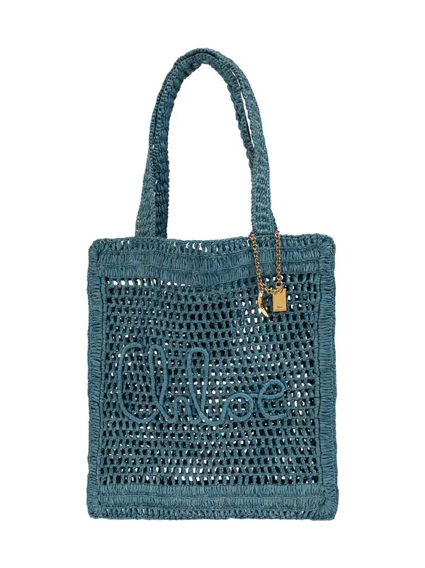 Chloé Raffia Shopper Bag - Blue
