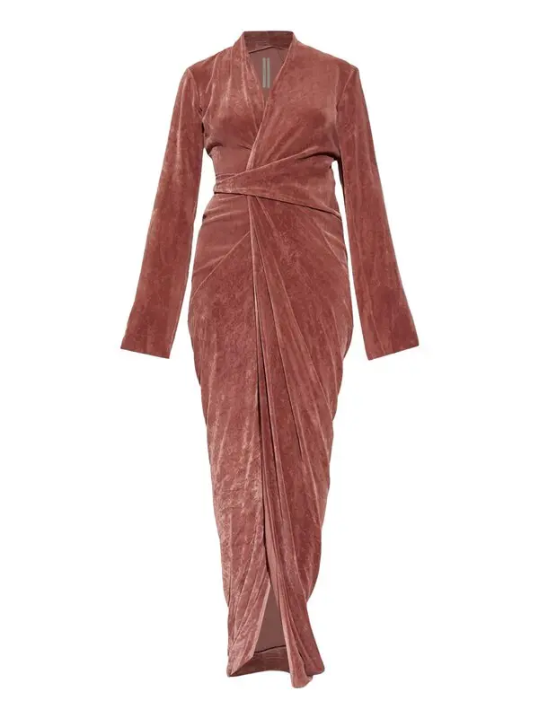 Rick Owens Velvet Draped Dress - Red