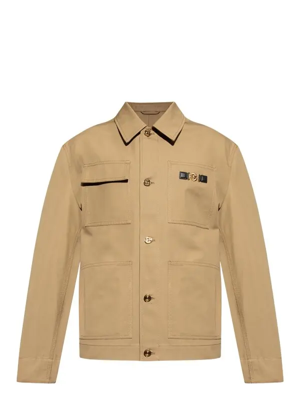 Versace Appliquéd Cotton Jacket - Beige