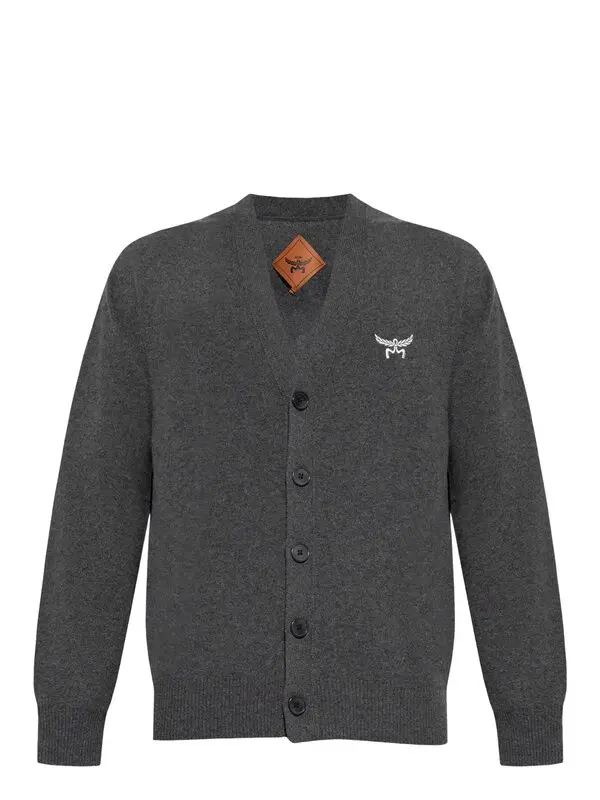Mcm Cardigan With Embroidered Logo - Grey
