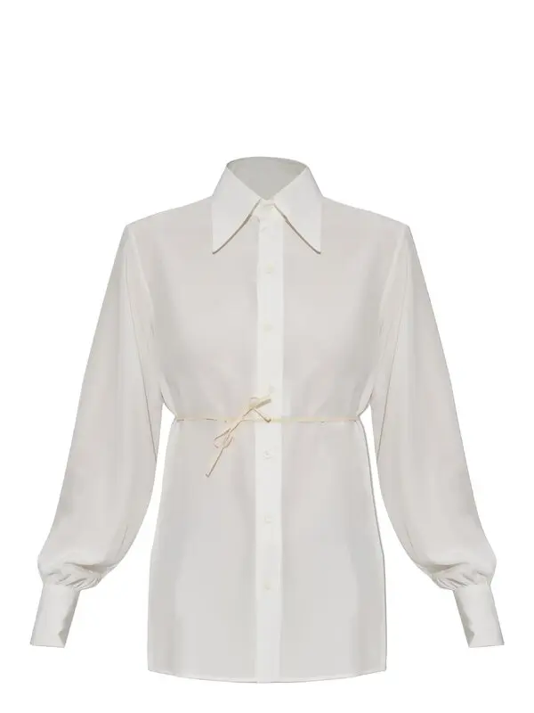 MAISON MARGIELA Silk Shirt With Side Slits - White