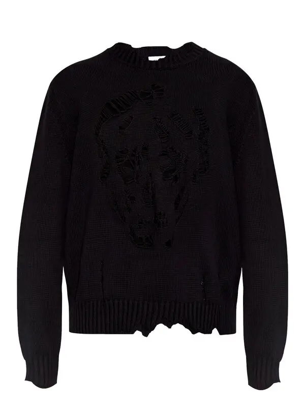Alexander McQueen Sweater With Openwork Skull Design - Black