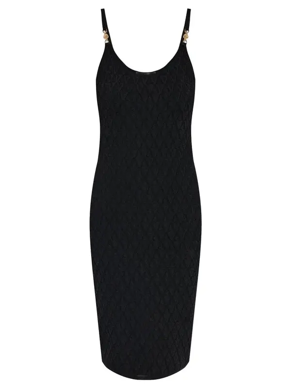 Versace Strappy Knit Midi Dress - Black