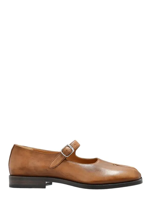 MAISON MARGIELA Cut-out Tabi Leather Ballet Flats - Brown