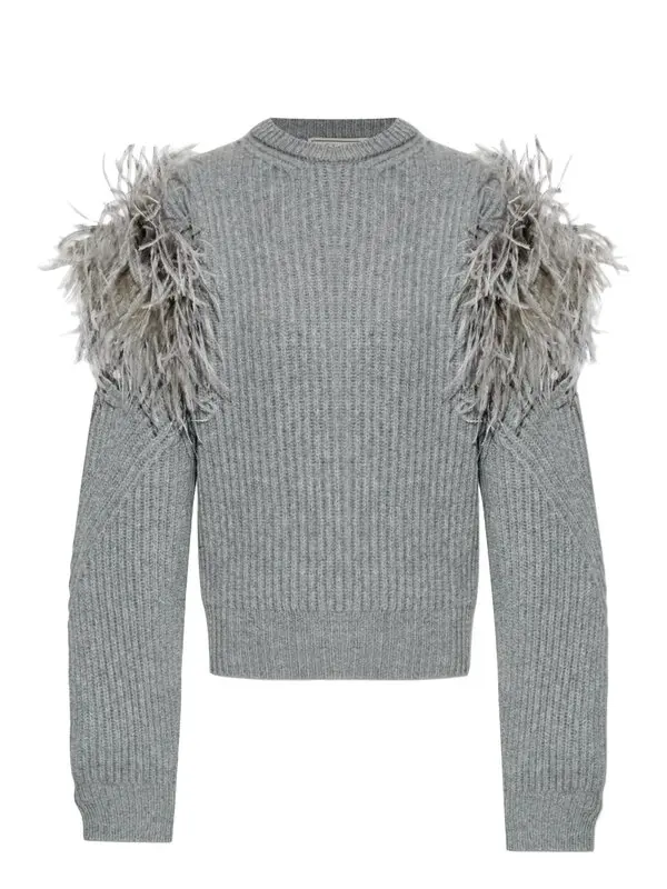 Blumarine Ostrich Feather Sweater - Grey