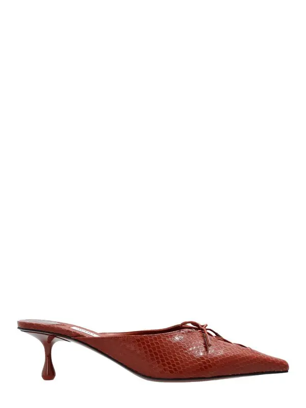 JIMMY CHOO Scarlett Embossed Leather Kitten Heel Mules - Brown