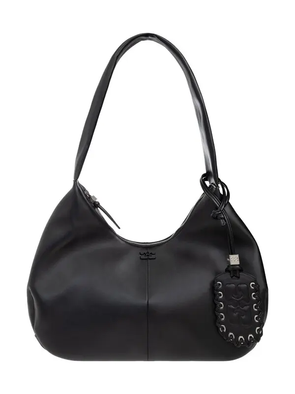 GANNI Recycled Leather Shoulder Bag - Black