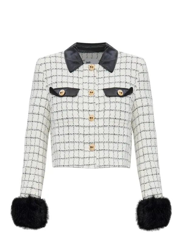 SELF-PORTRAIT Tweed Jacket - Cream