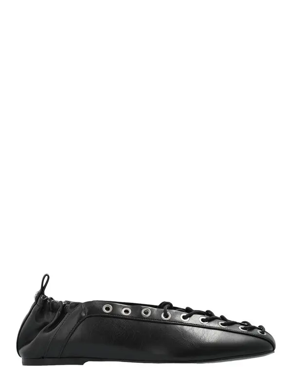 GANNI Lace-up Ballerina Flats - Black
