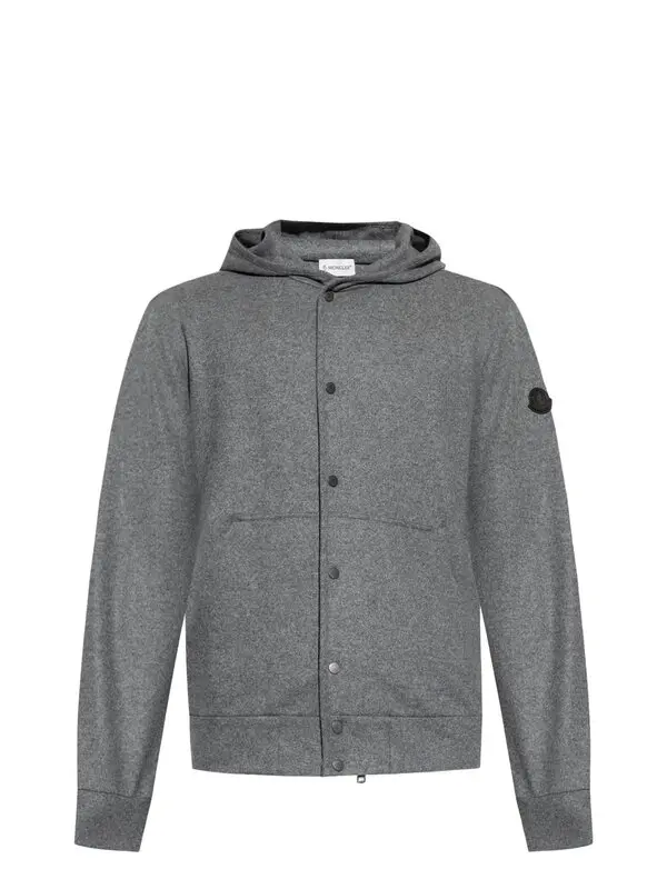 Moncler Wool Blend Felpa Hoodie - Grey