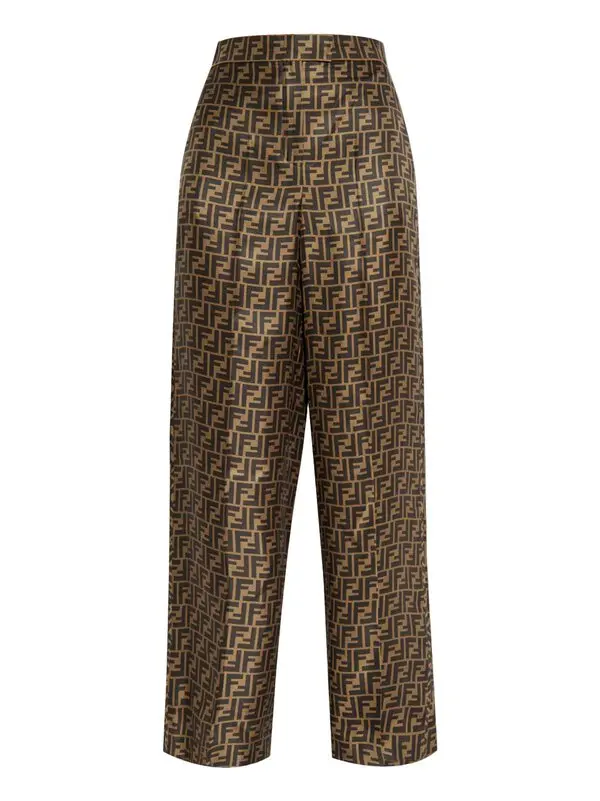 Fendi Silk Monogram Trousers - Brown