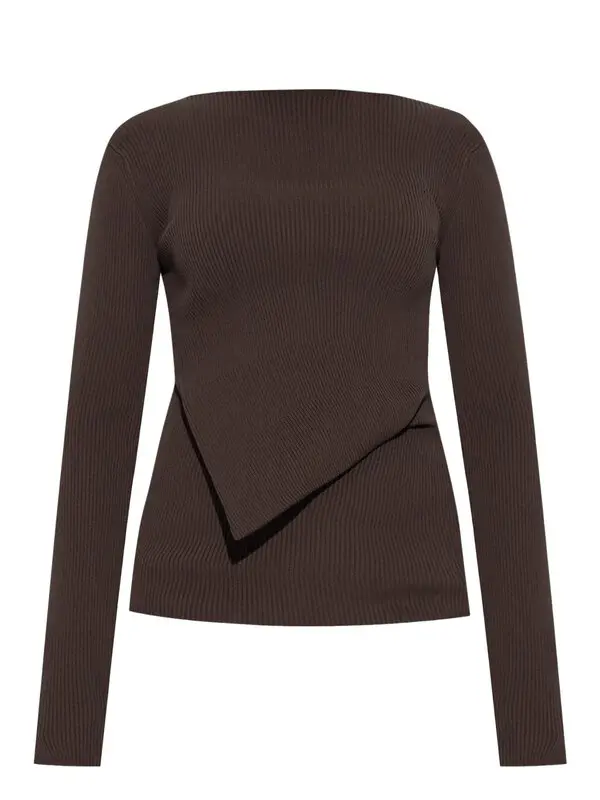 Rick Owens Long-sleeved Top With Asymmetrical Panel - Brown