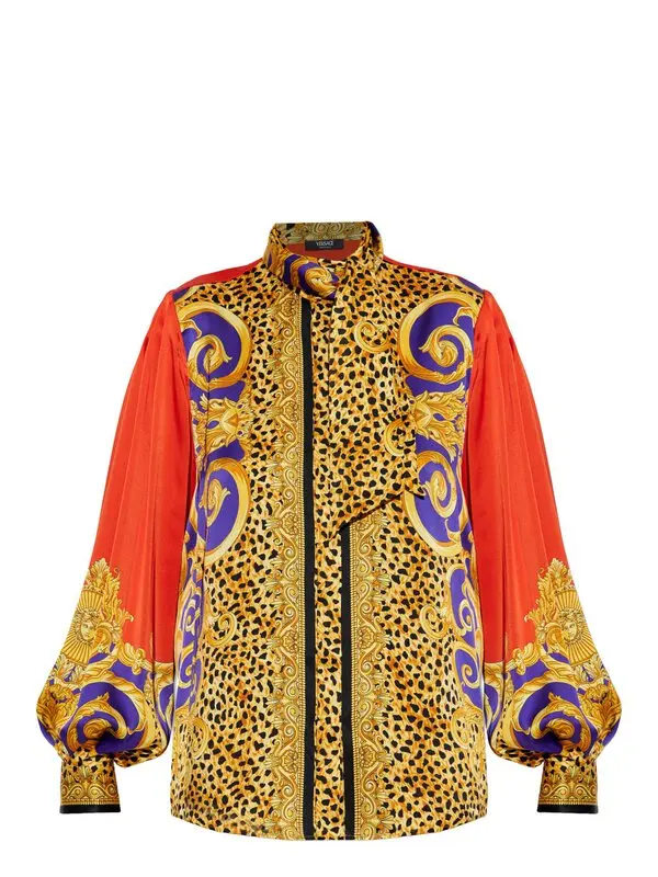 Versace Silk Shirt With Baroque And Animal Print - Multicolour
