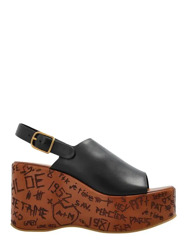 Chloé Maxime Wedge Sandals - Black