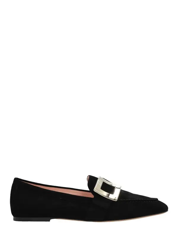ROGER VIVIER Suede Loafers With Metal Buckle - Black