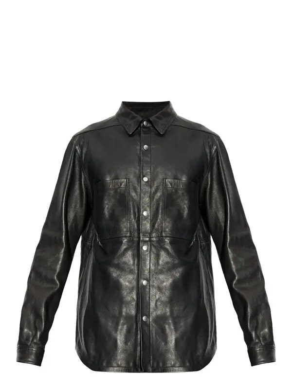 Rick Owens Lambskin Leather Jacket With Pockets - Black