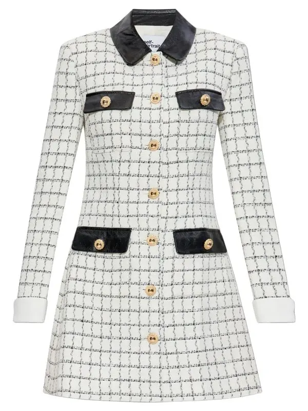 SELF-PORTRAIT Tweed Dress - Cream