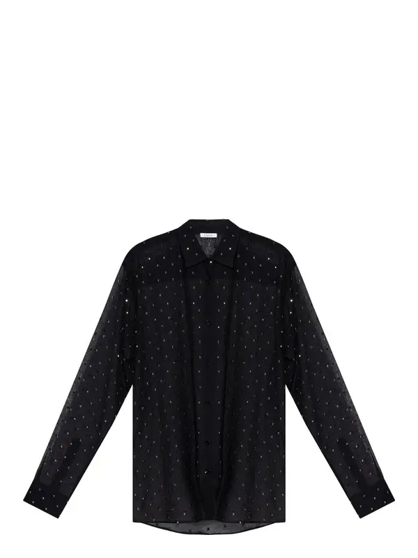 Oseree Metallic Studded Beach Shirt - Black