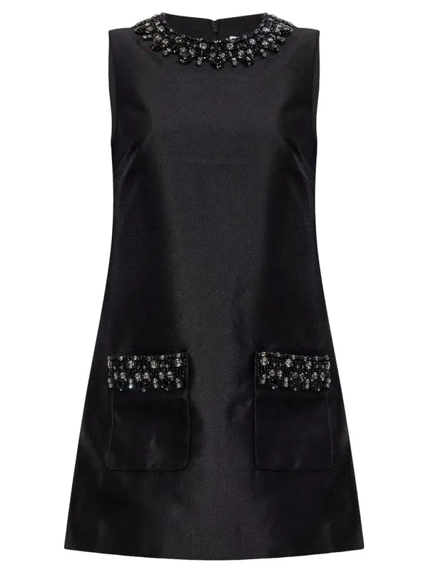 SELF-PORTRAIT Dress With Shimmering Appliqués - Black