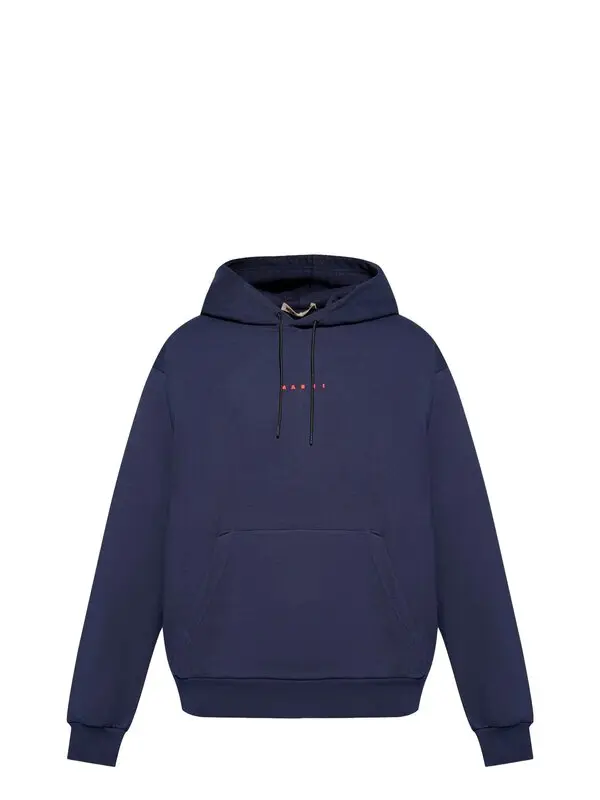 Marni Hooded Logo Cotton Hoodie - Navy Blue