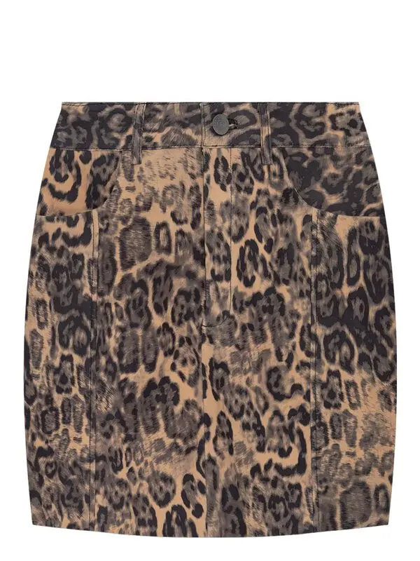 GESTUZ Leane Animal Print Lamb Leather Mini Skirt - Beige
