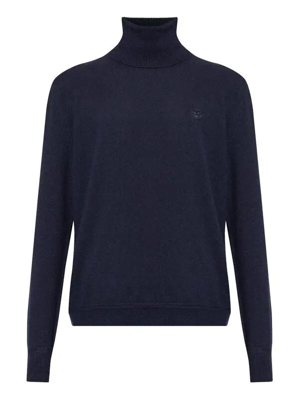 Bally Cashmere Turtleneck Sweater - Navy Blue