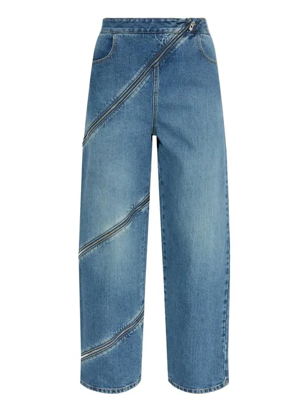 Alaïa Jeans With Decorative Zipper - Blue