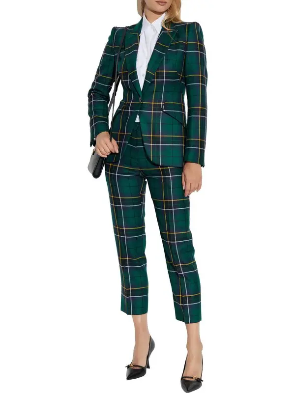 Alexander McQueen Checked Wool Blazer - Green