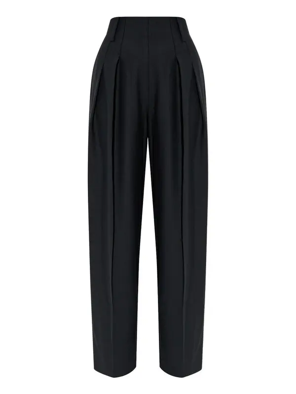 Victoria Beckham Pleated High-waisted Wide-leg Trousers - Black