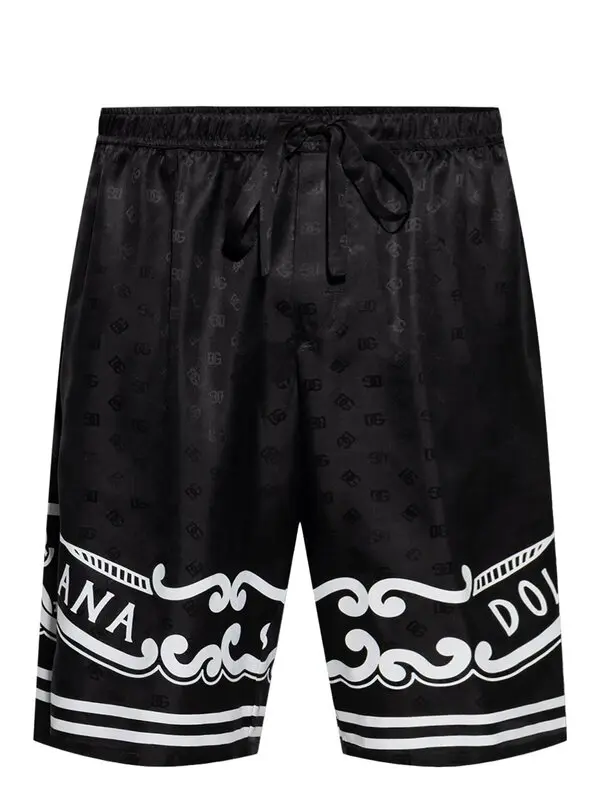 Dolce & Gabbana Silk Shorts With Logo Detail - Black