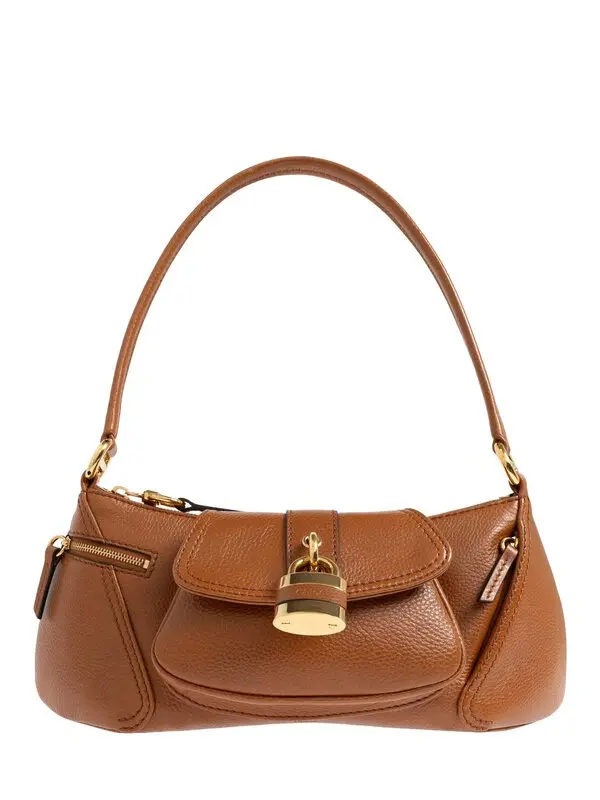 Chloé Grainy Leather Shoulder Bag With Gold Hardware - Brown